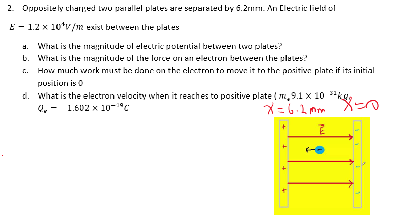 Solved 2. Oppositely charged two parallel plates are | Chegg.com