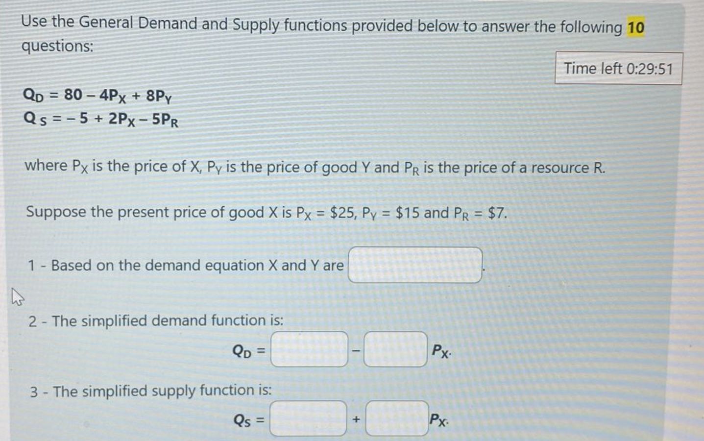 Solved Use the General Demand and Supply functions provided | Chegg.com