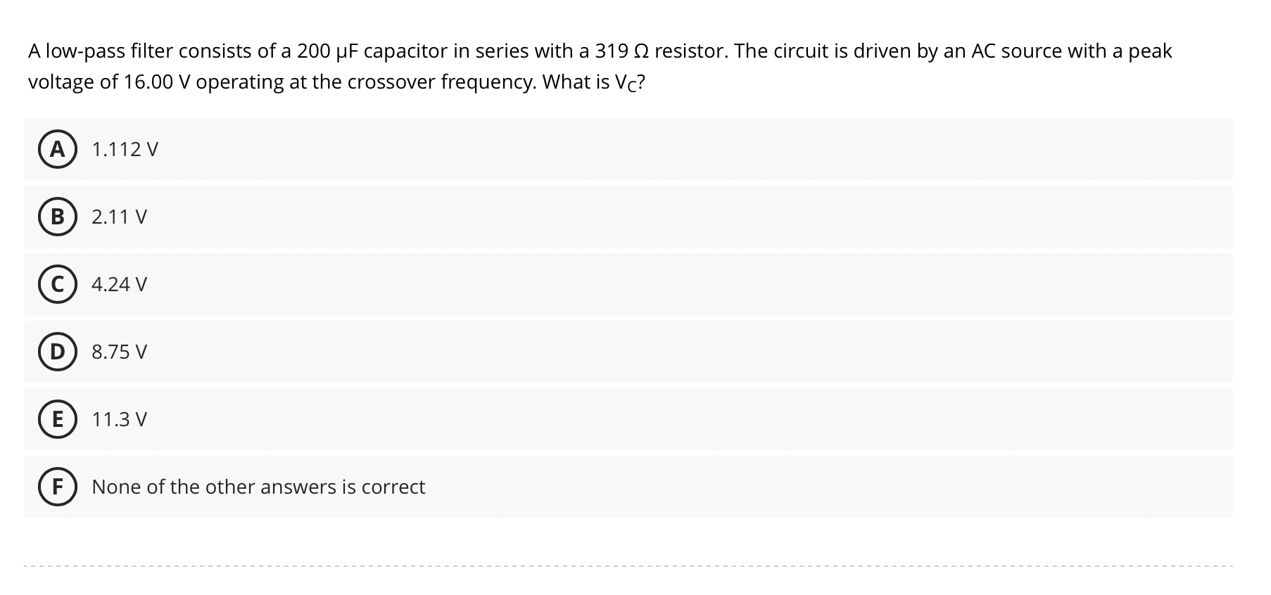 Solved A low-pass filter consists of a 200μF capacitor in | Chegg.com