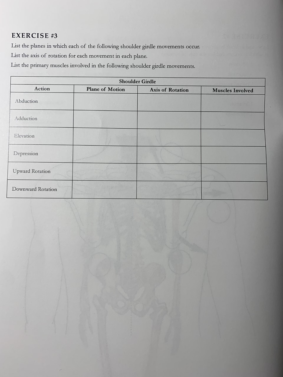 Solved THE SHOULDER GIRDLE EXERCISE #1: a. Draw and label on | Chegg.com