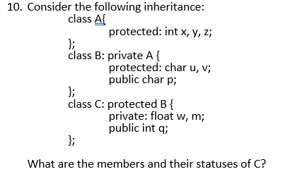 Solved 10. Consider the following inheritance: class Af | Chegg.com