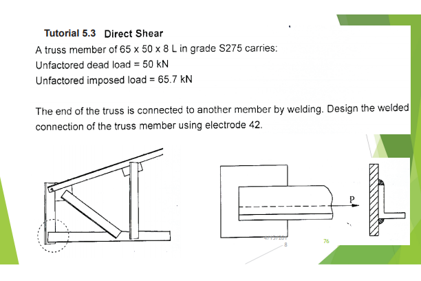 Solved Tutorial 5.3 Direct Shear A truss member of 65 x 50 x | Chegg.com