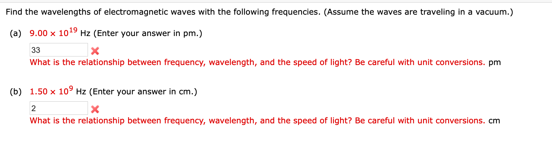 Solved Find the wavelengths of electromagnetic waves with | Chegg.com