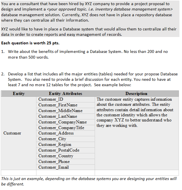 Solved You are a consultant that have been hired by XYZ | Chegg.com