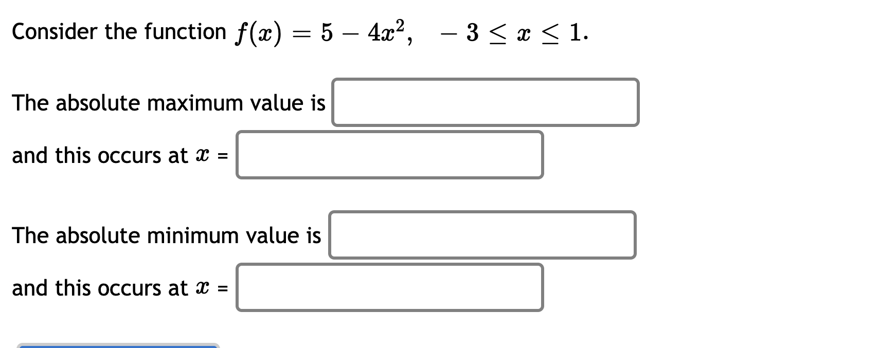 Solved Consider the function f(x) = 5 – 4x2 – 3