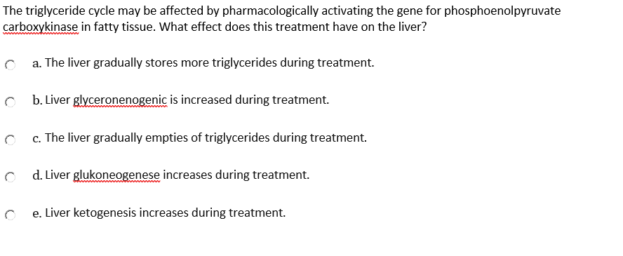 Solved The triglyceride cycle may be affected by | Chegg.com