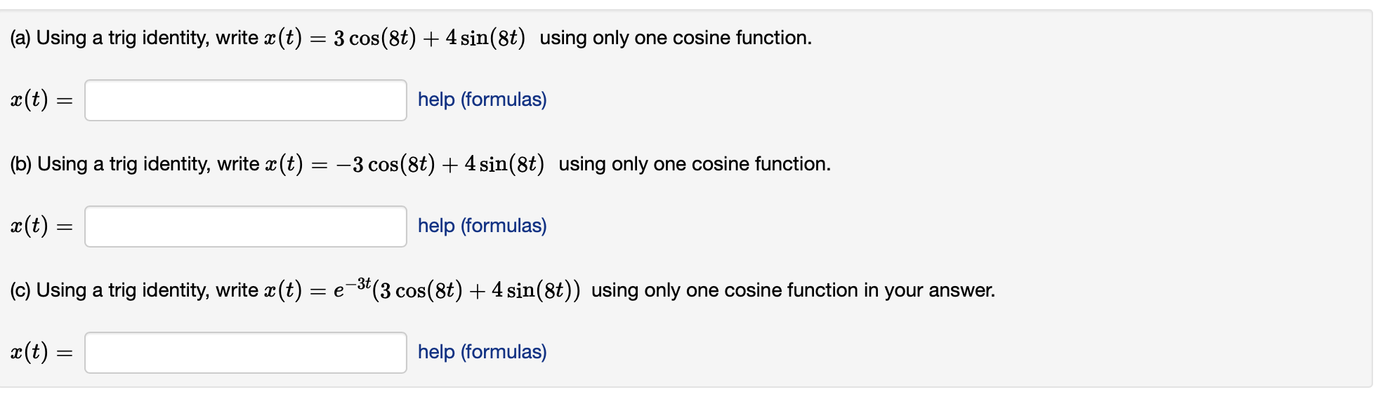 Solved (a) Using a trig identity, write | Chegg.com