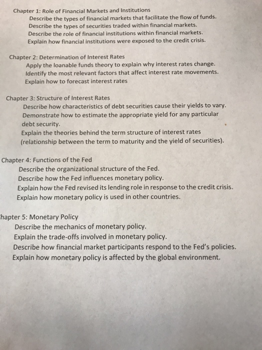 Chapter 1: Role of Financial Markets and Institutions | Chegg.com Chapter 1: Role of Financial Markets and Institutions | Chegg.com