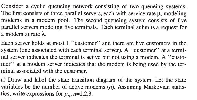 Consider a cyclic queueing network consisting of two | Chegg.com