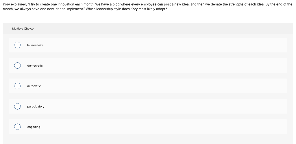 Solved Kory explained, "I try to create one innovation each | Chegg.com