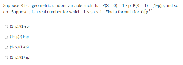 Solved Suppose X is a geometric random variable such that | Chegg.com