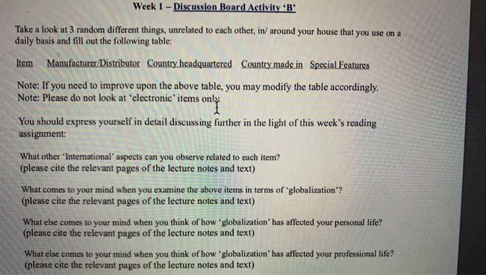 Week 1 -Discussion Board Activity B Take a look at 3 | Chegg.com