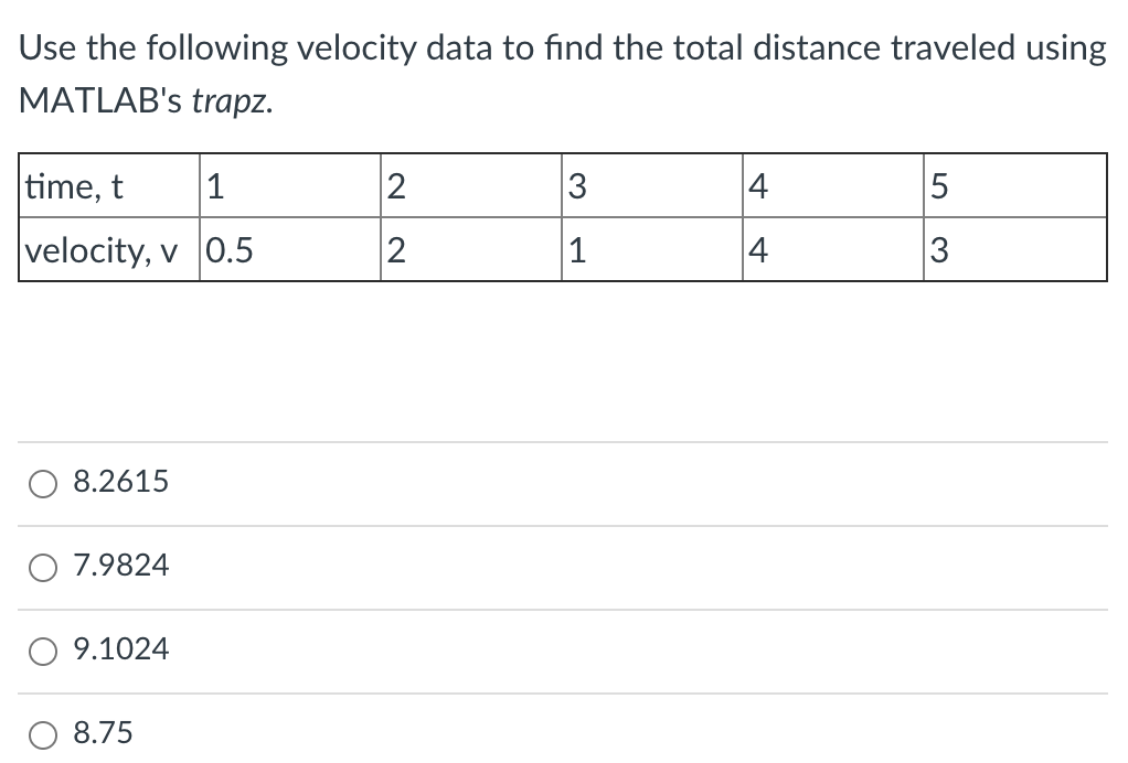 Solved Use the following velocity data to find the total | Chegg.com