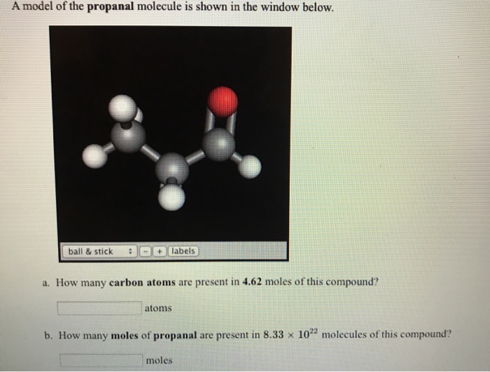 Solved A model of the propanal molecule is shown in the | Chegg.com