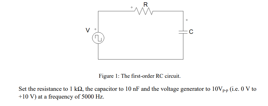 Figure 1: The first-order RC circuit. Set the | Chegg.com