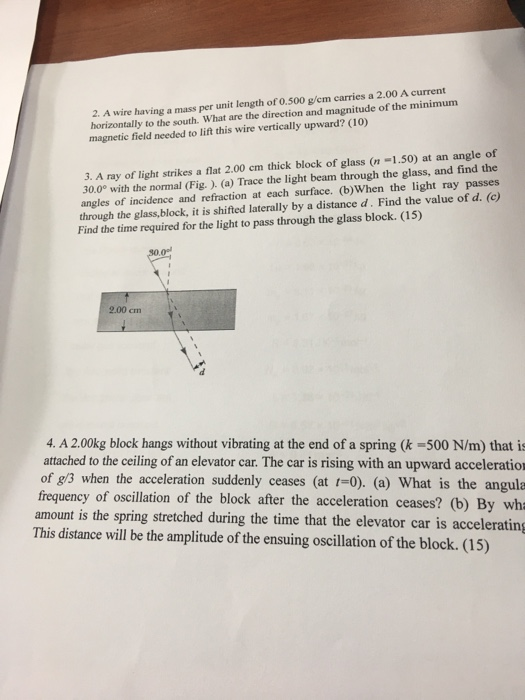 Solved 2. A wire having a mass per unit length of 0.500 g/cm | Chegg.com