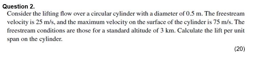 Solved Question 2. Consider the lifting flow over a circular | Chegg.com