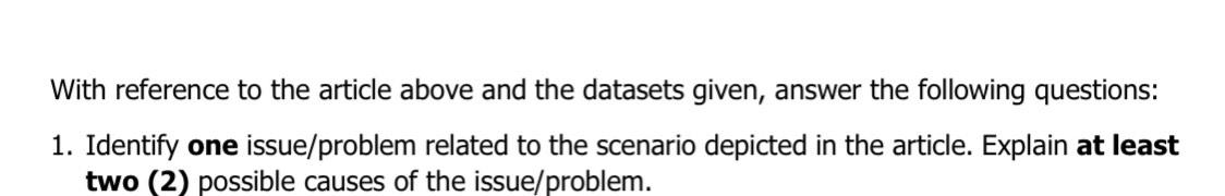 With reference to the article above and the datasets | Chegg.com