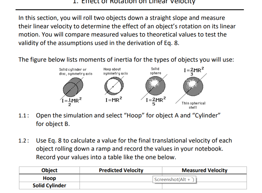 1. In this section, you will roll two objects down a | Chegg.com