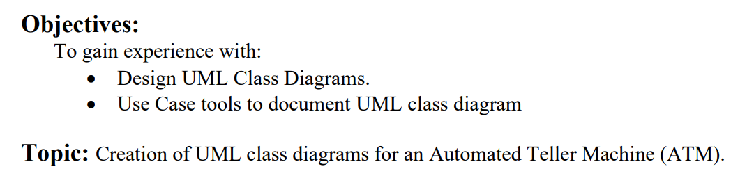 Solved Objectives: To gain experience with: Design UML Class | Chegg.com