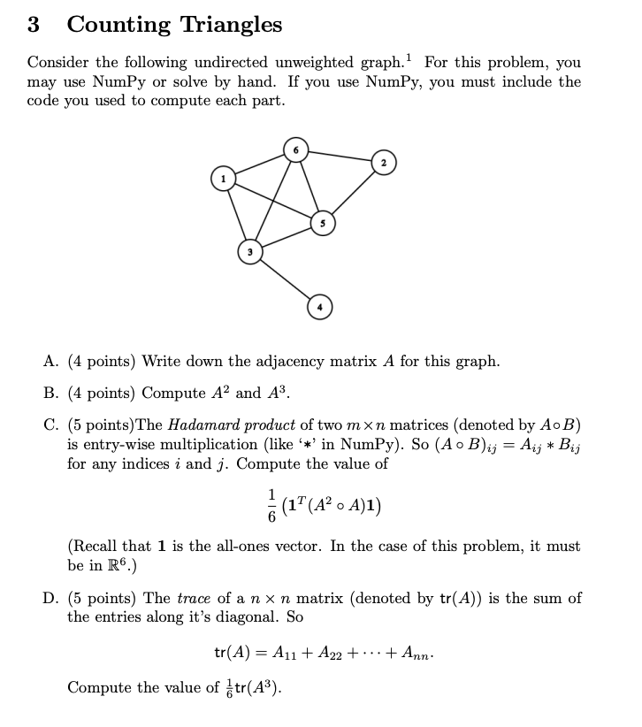 Solved 3 ﻿Counting TrianglesConsider the following | Chegg.com
