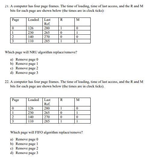 Solved 21. A computer has four page frames. The time of | Chegg.com