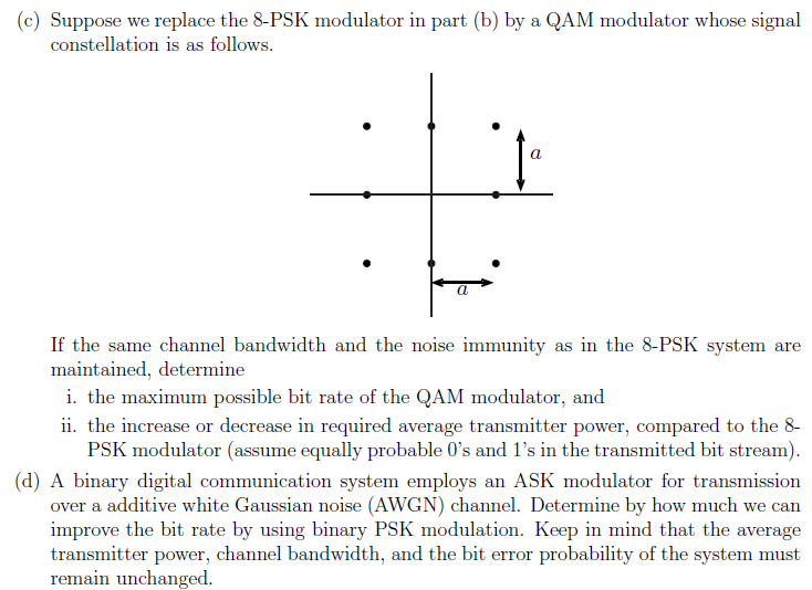 3. (a) Consider the M-QAM digital modulator is shown | Chegg.com