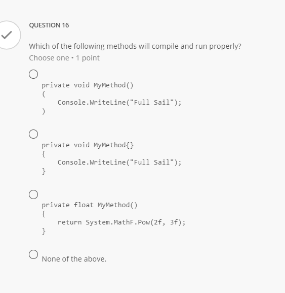 Solved QUESTION 16 Which of the following methods will | Chegg.com
