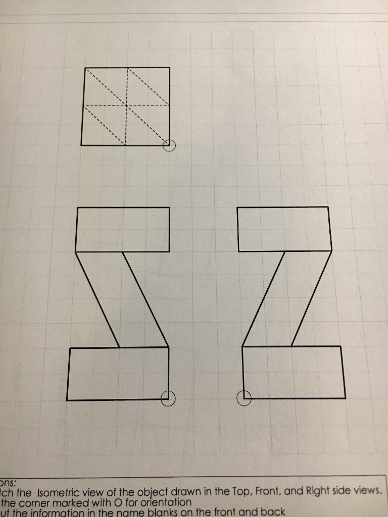 Solved Draw the isometric view of the top front, and right | Chegg.com