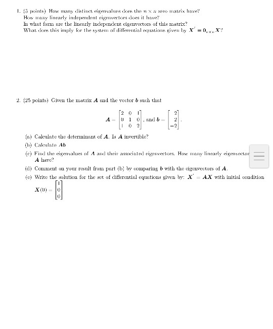 Solved I. 15 mints) How many distinct eigenvalues does the X | Chegg.com
