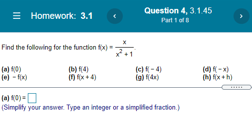 Solved = Homework: 3.1 Question 3, 3.1.43 Part 1 of 8 Find | Chegg.com