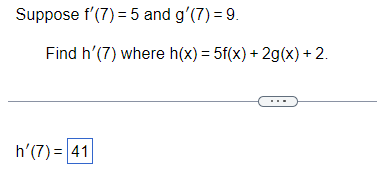 Solved Suppose f′(7)=5 and g′(7)=9. Find h′(7) where | Chegg.com