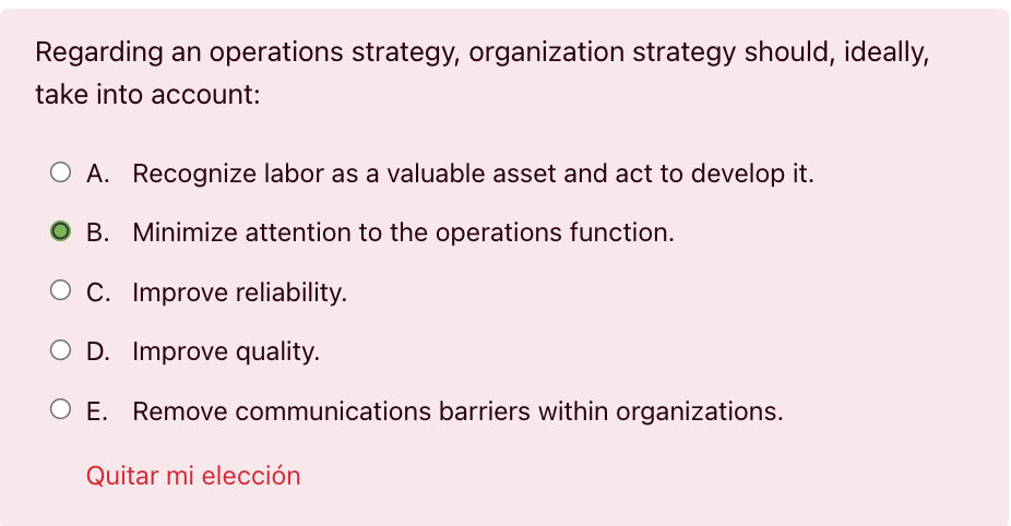 Solved Regarding an operations strategy, organization | Chegg.com