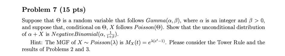 Solved Problem 7 (15 pts) Suppose that is a random variable | Chegg.com