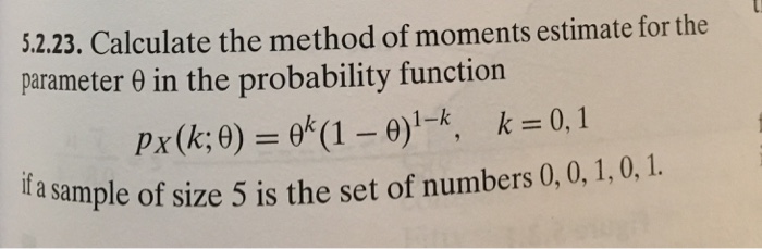 Solved Calculate the method of moments estimate for the | Chegg.com