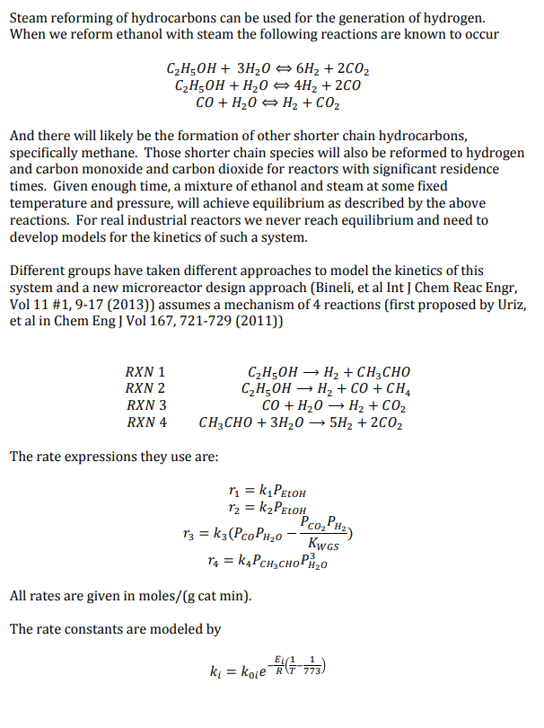 Steam reforming of hydrocarbons can be used for the | Chegg.com