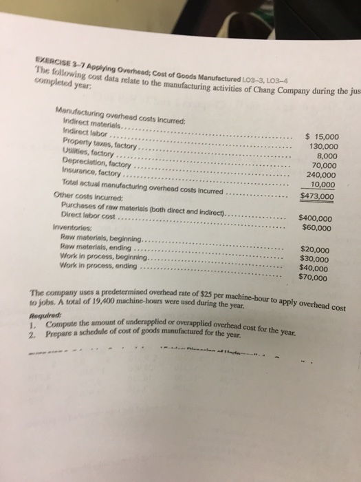 Solved EXERCISE 3-7 Applying Overhead, Cost of Goods | Chegg.com