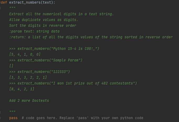 Solved 1) Complete the extract_numbers() function according | Chegg.com
