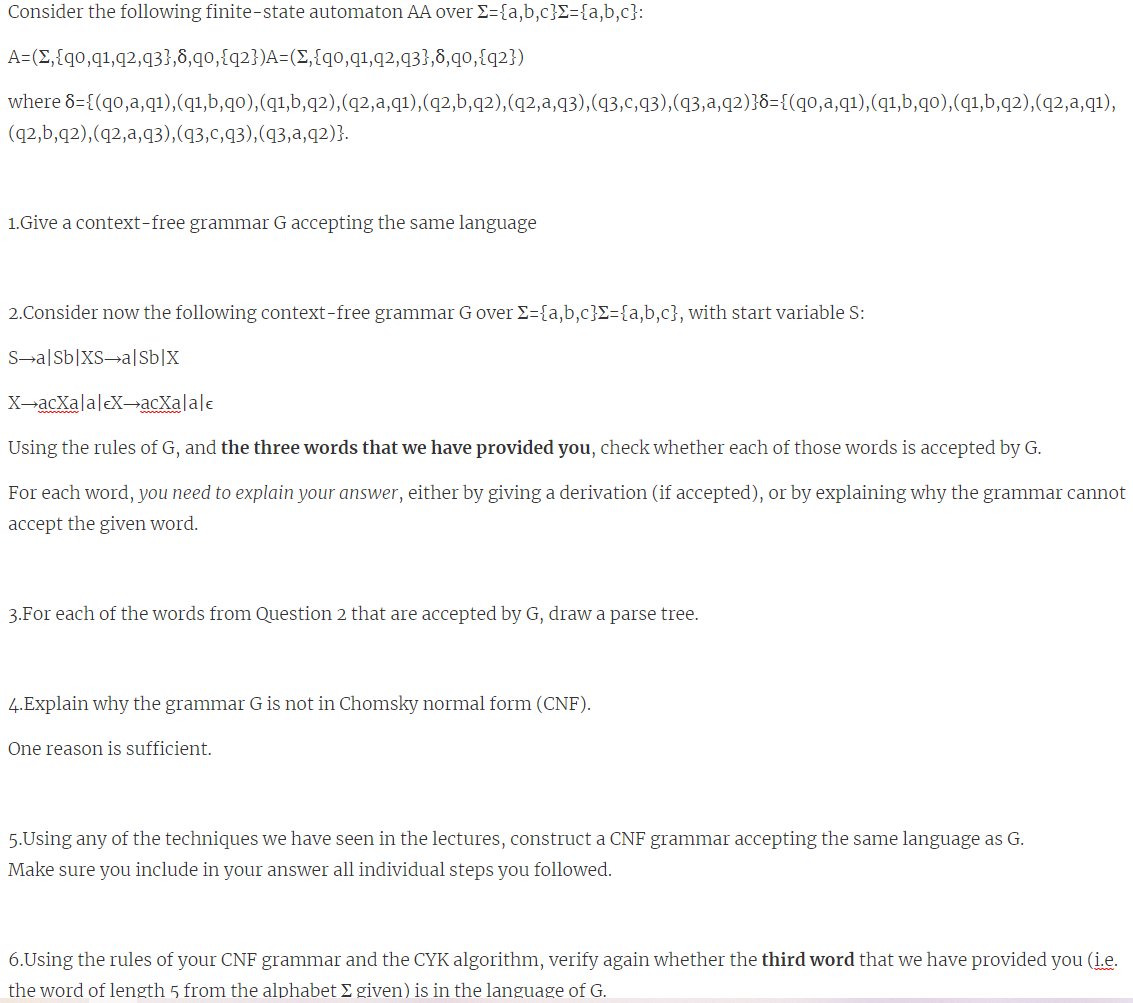 Solved note Question 1 refers to the FSA A defined in top | Chegg.com