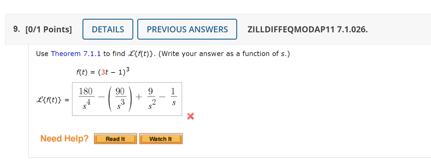 Solved Use Theorem 7 1 1 To Find ℒ{f T } Write Your