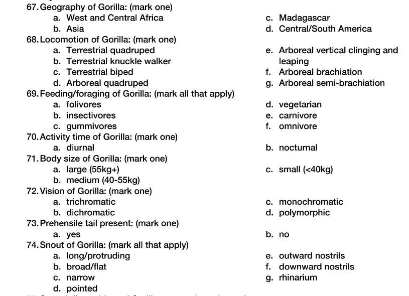 Solved CHAPTER 7 - PRIMATE EVOLUTION 100. The first primates | Chegg.com