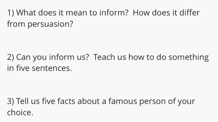 1) What does it mean to inform? How does it differ | Chegg.com