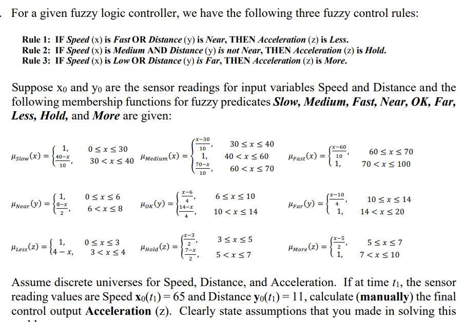 Solved . For a given fuzzy logic controller, we have the | Chegg.com