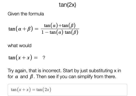 Solved tan(2x) Given the formula | Chegg.com