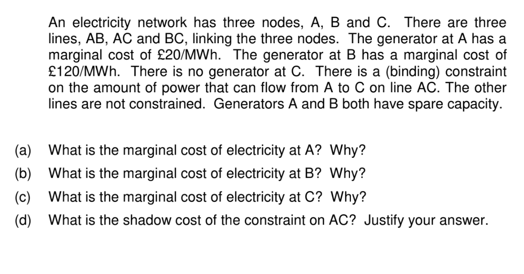 Solved An electricity network has three nodes, A, B and C. | Chegg.com