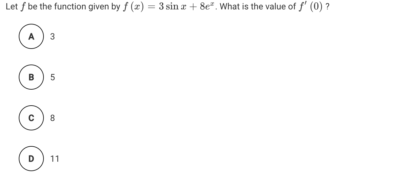 Solved Let f be the function given by f (x) = 3 sin x + 8e". | Chegg.com
