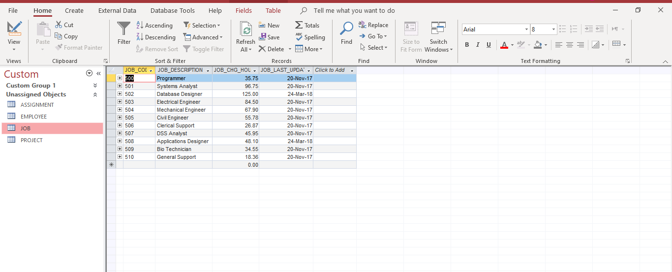 Solved ile Home Create External Data Database Tools Help | Chegg.com