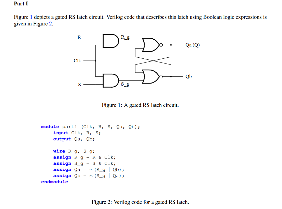 Part I Create a Verilog source-code file for the | Chegg.com
