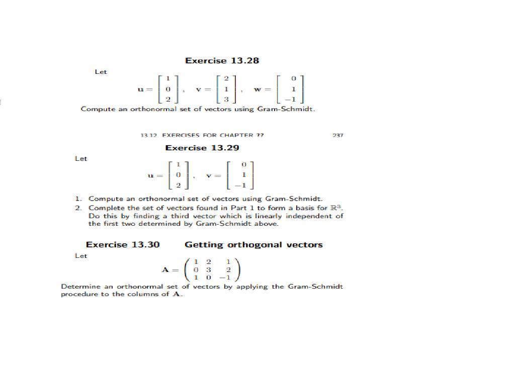 Solved Exercise 13.28 Let u=⎣⎡102⎦⎤,v=⎣⎡213⎦⎤,w=⎣⎡01−1⎦⎤ | Chegg.com