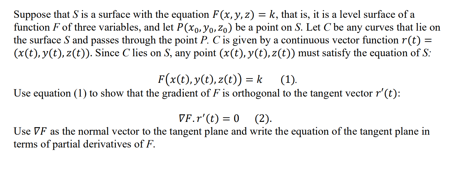 Solved Suppose that S is a surface with the equation | Chegg.com